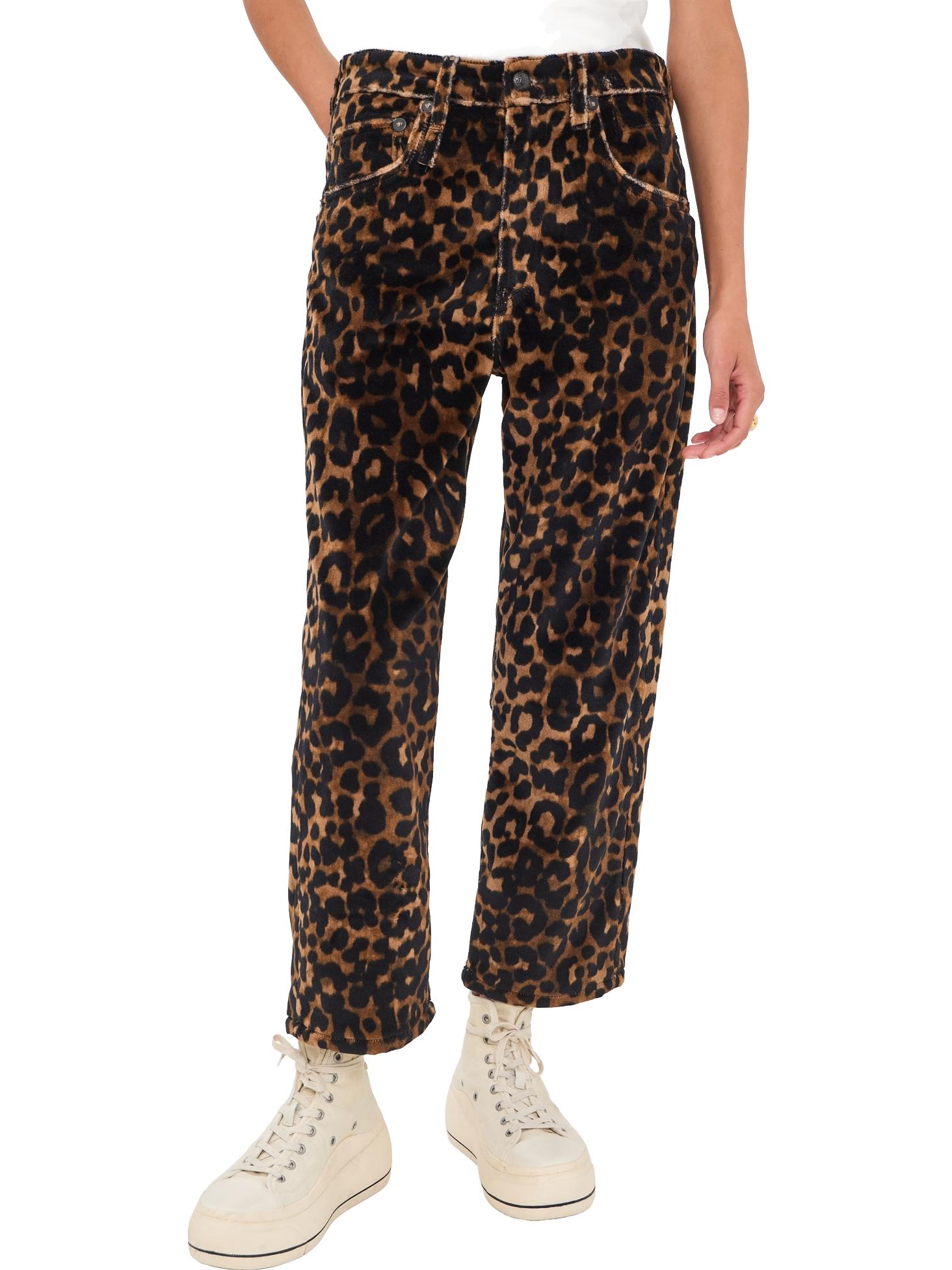 R13 R13 X Boyfriend Jeans with Leopard Print